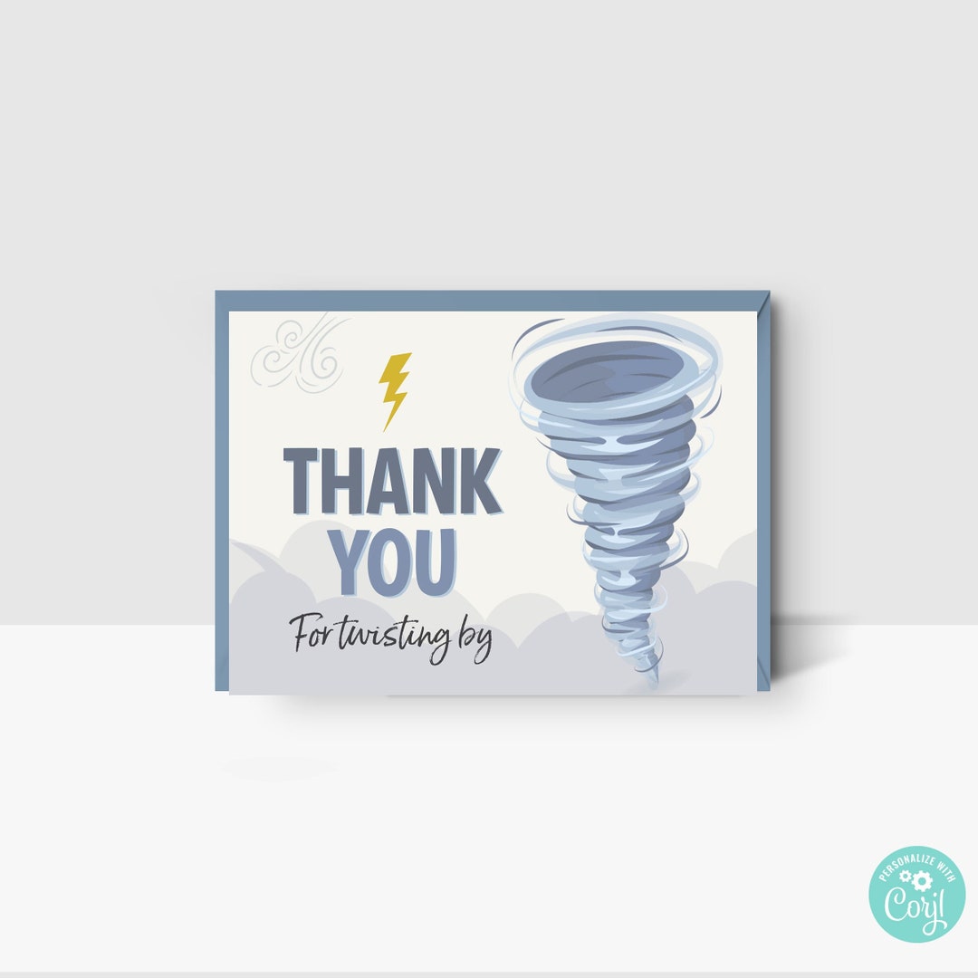 EDITABLE Tornado Thank You Card Folded and Flat • Note Card, Stationery ...