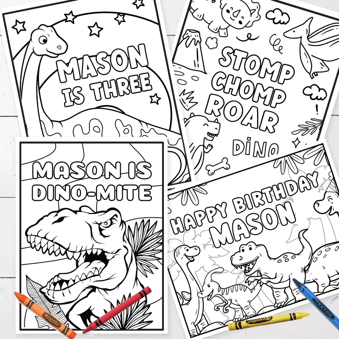 EDITABLE Dinosaur Party Coloring Pages • Dinosaur Coloring Sheets ...
