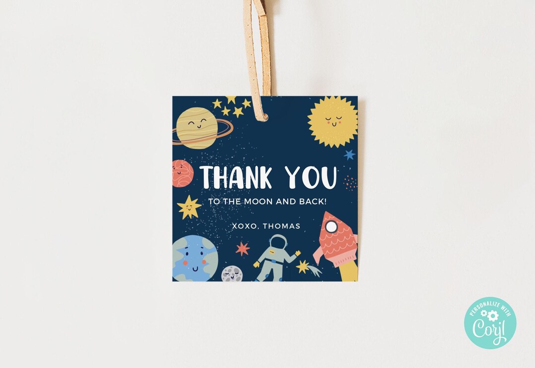 EDITABLE Space Birthday Party Thank You Tag • hang Tag, Favor Tag ...