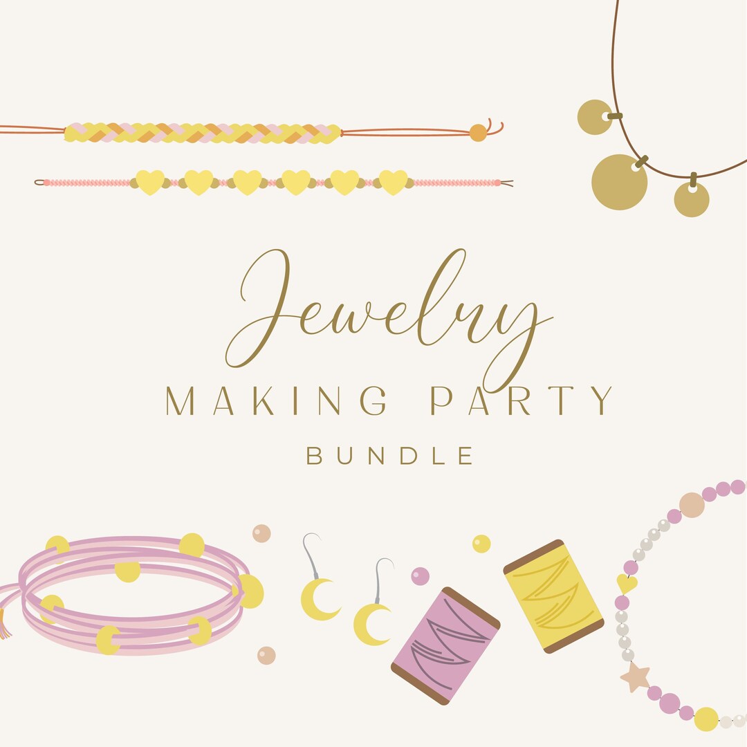 EDITABLE Jewelry Making Birthday Party BUNDLE | 13 EDITABLE Digital ...