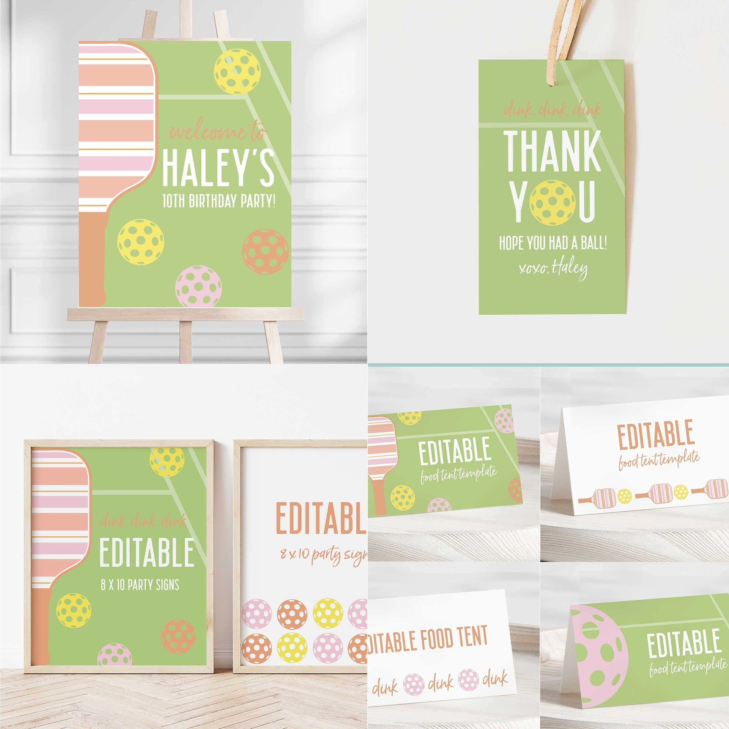 EDITABLE Pickleball Party Thank You Tag, Pickleball Favor Tag, Dink ...