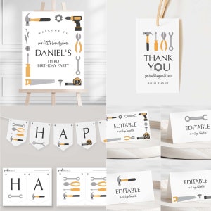 EDITABLE Builder Birthday Cupcake Toppers • 3 Designs • Handyman ...