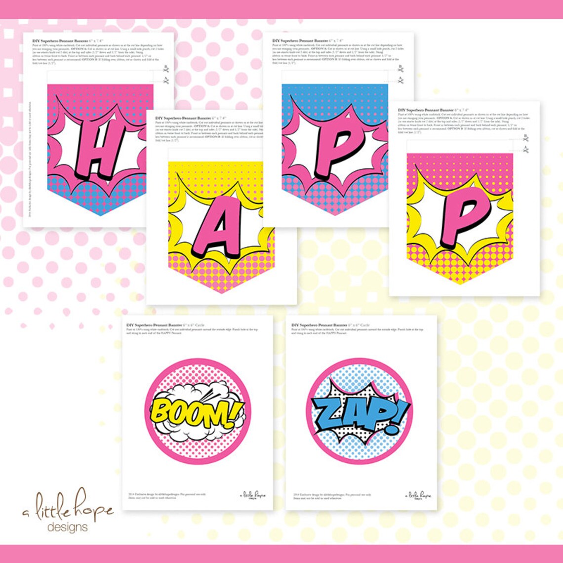 Superhero Girl Happy Birthday Banner / Sign / Pennant / Superhero Party ...