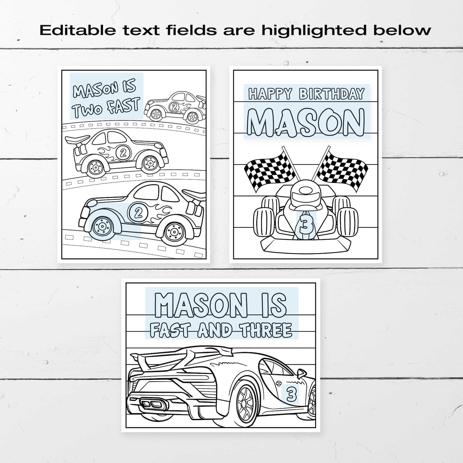 EDITABLE Race Car Party Coloring Pages Race Car Coloring Sheets ...