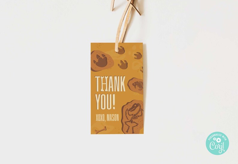 EDITABLE Dinosaur Dig Thank You Tag • Dino Dig • Fossil Dinosaur Thank ...