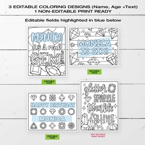 EDITABLE Gemstone Gem Birthday Coloring Pages , Gem Coloring Activity ...