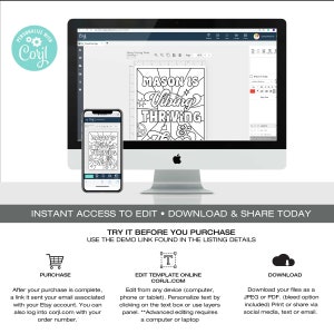 EDITABLE Cool | Vibing Thriving and Three Coloring Pages • 4 Designs 8. ...