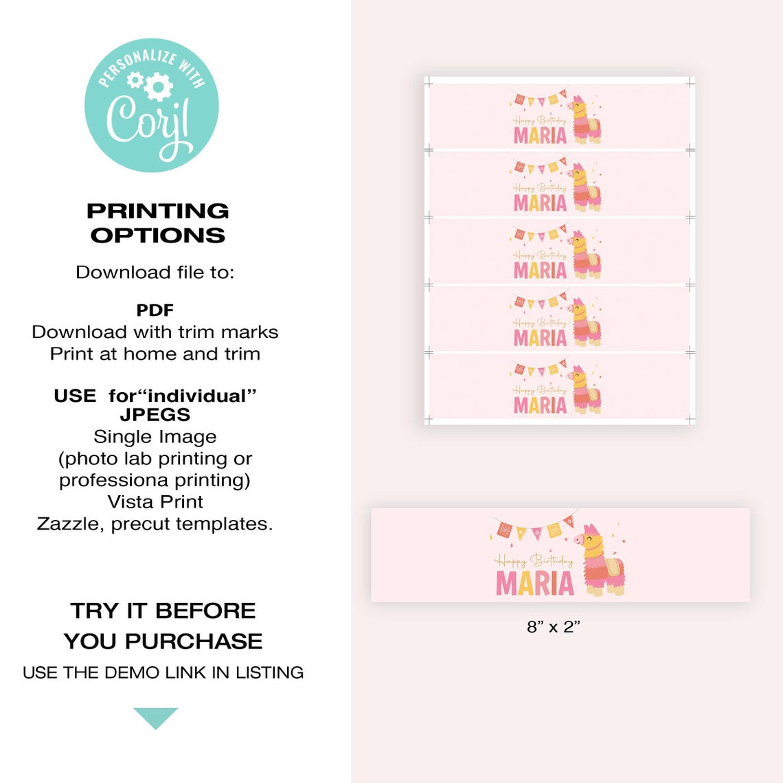 Fiesta • Piñata Birthday Party Water Bottle Label • Modern Fiesta ...