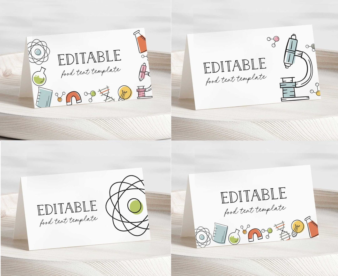 EDITABLE Science Party Food Tents • Science Themed Table Tents • Food ...