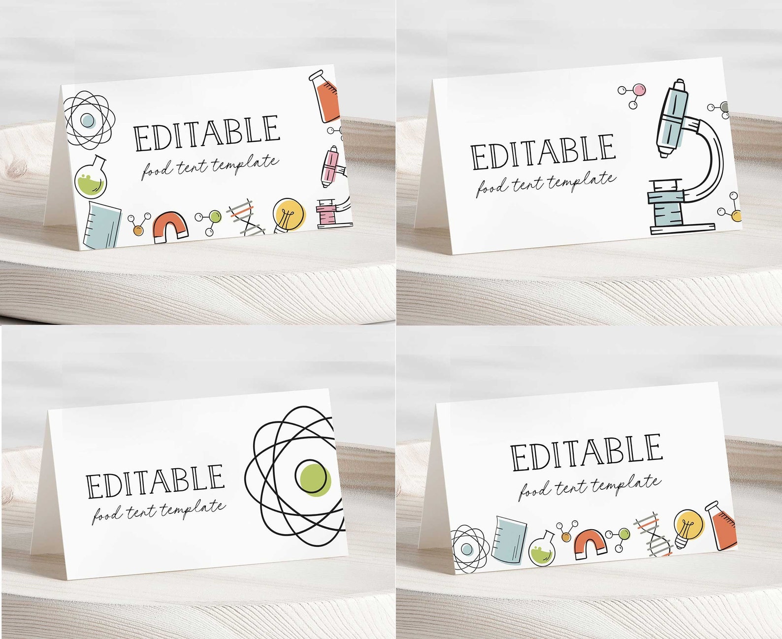 EDITABLE Science Party Food Tents • Science Themed Table Tents • Food ...