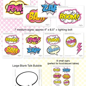 Superhero Girl Party Signs - Large, Medium & Small / Party Decor / Food ...