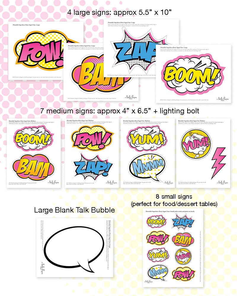 Superhero Girl Party Signs - Large, Medium & Small / Party Decor / Food ...