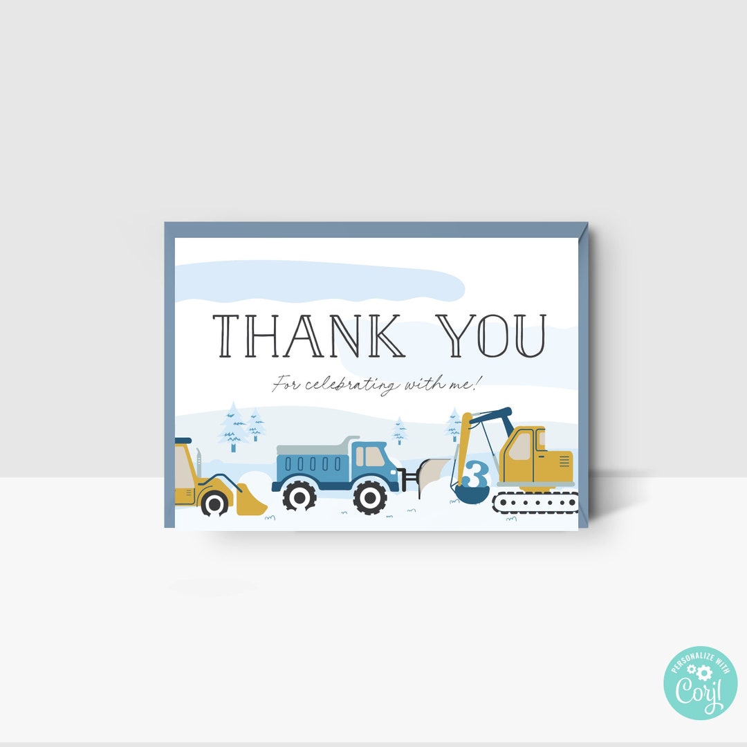 EDITABLE Winter Dump Truck, Snow Plow, Construction Thank You Tag ...