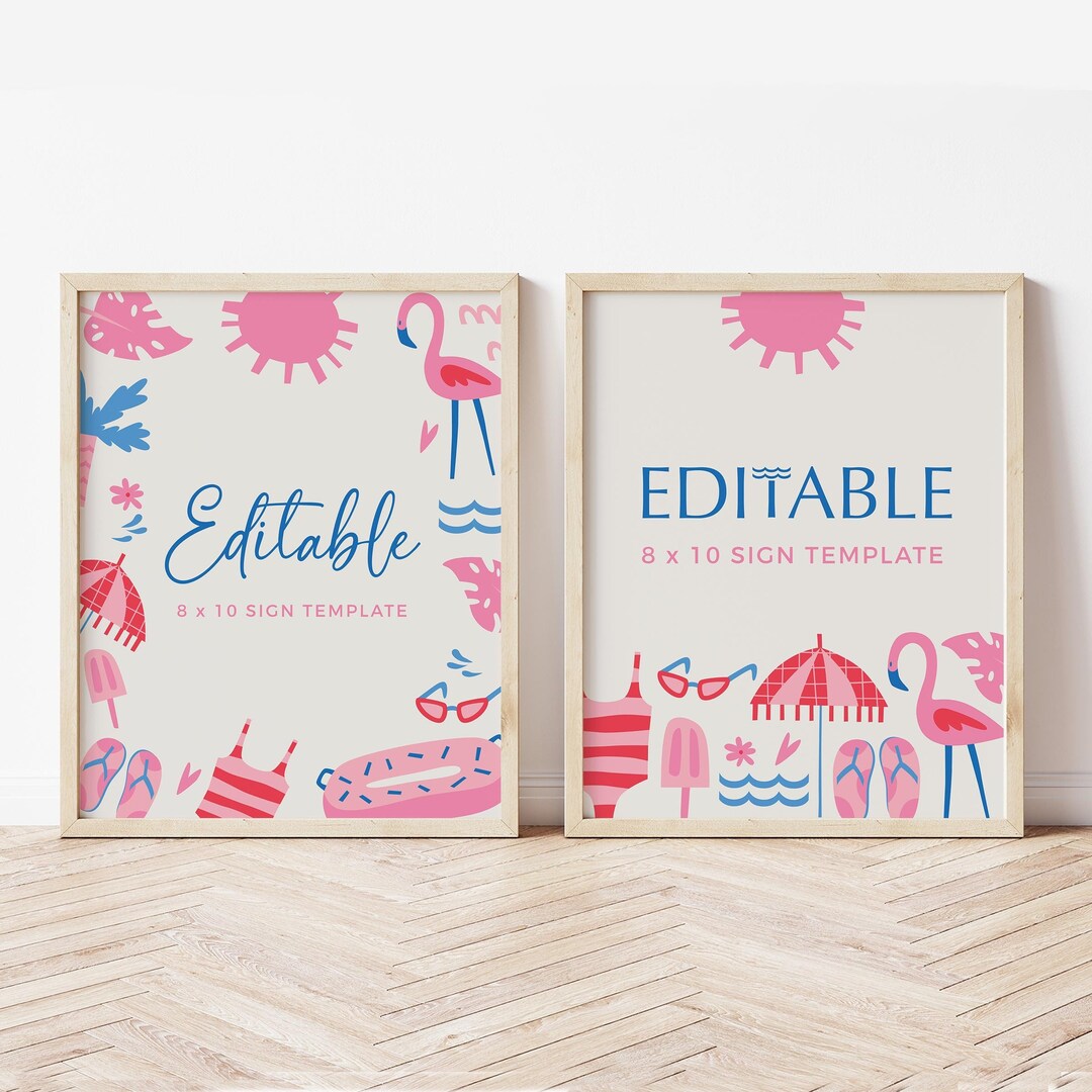 EDITABLE Pool Party Sign Template • Party Signs • Summer Party, Swim ...