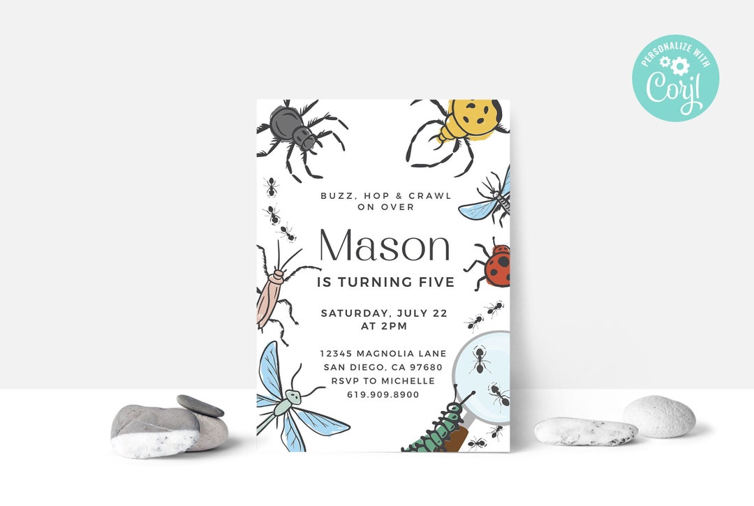 EDITABLE Insect Bug Birthday Invitation • Bug Invite • Buzz, Hop ...