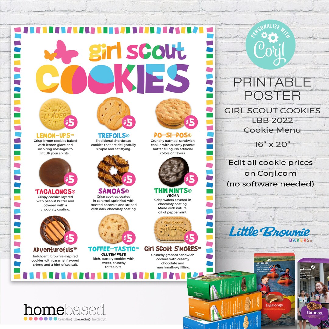 Girl Scout Cookie Menu Poster Corjl Little Brownie Bakers - Etsy