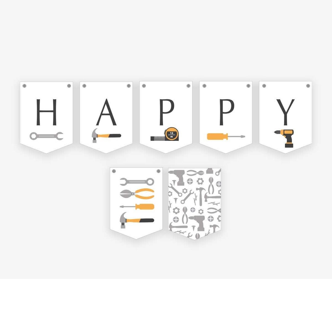 EDITABLE Builder Party Pennant Set, Banner Set, Garland Handyman ...