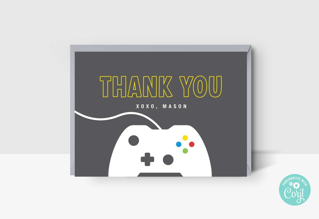 EDITABLE Video Game Thank You Card Thank You Note Gaming - Etsy