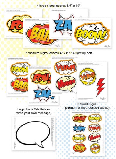 Superhero Party Signs Large Medium & Small / Party Decor / - Etsy