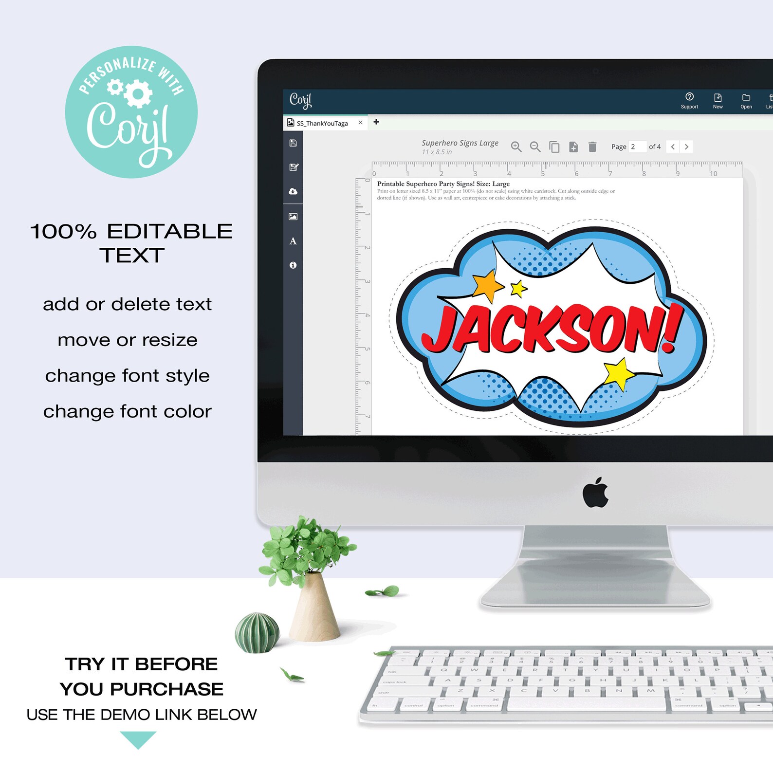 EDITABLE Superhero Party Signs Large Medium & Small Party - Etsy