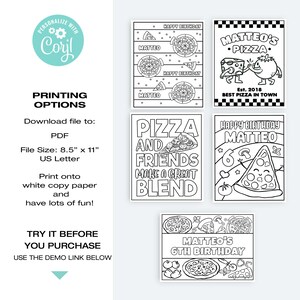 EDITABLE Pizza Party Coloring Pages • 5 Coloring Pages (4 Editable ...