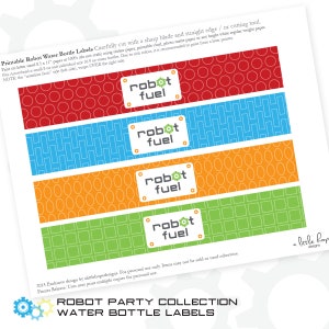 Robot Water Bottle Labels | Robot Fuel | Robot Birthday | Printable ...