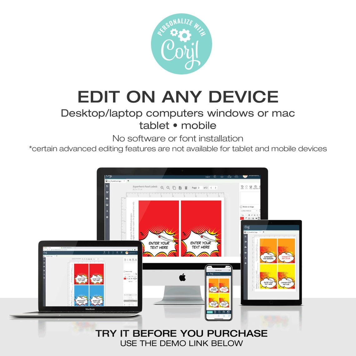 EDITABLE Printable Superhero Folding Buffet Card Food Label - Etsy