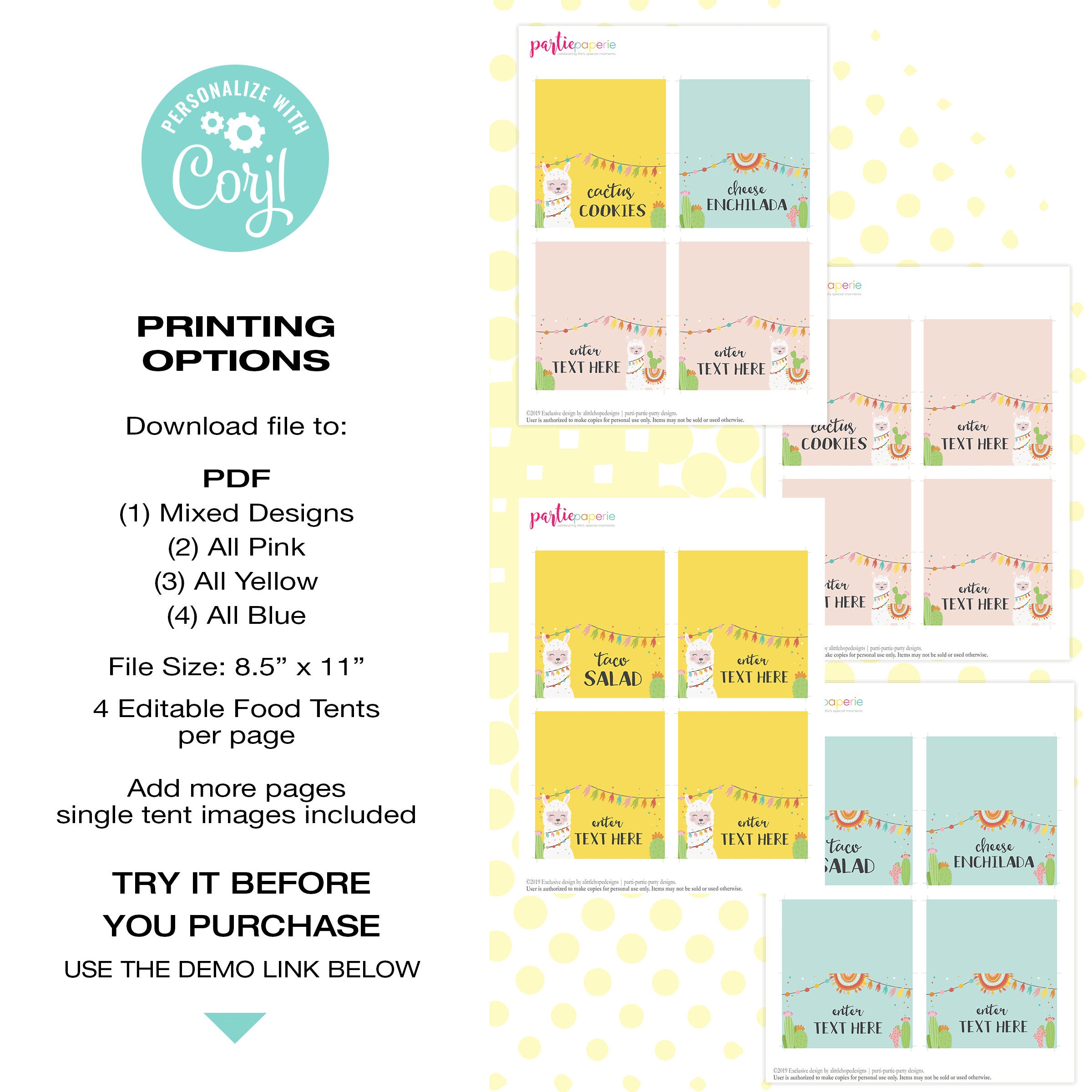 EDITABLE Printable Llama Food Tent Llama Food Labels Llama - Etsy