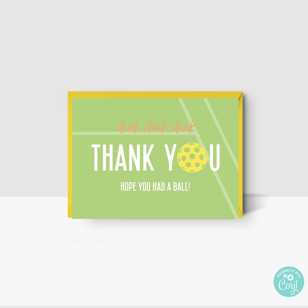 EDITABLE Pickleball Thank You Card • Note Card, Stationery, Dink Dink ...