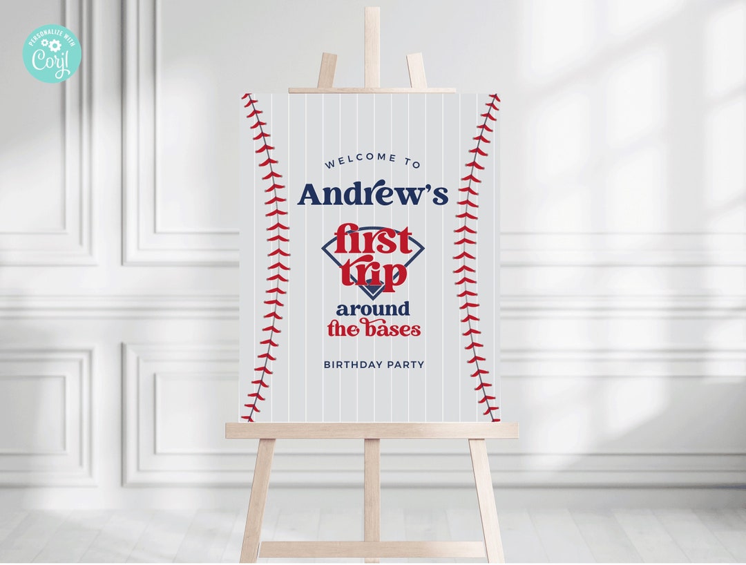 Baseball Birthday Party Welcome Poster Editable Template | Home ONE ...