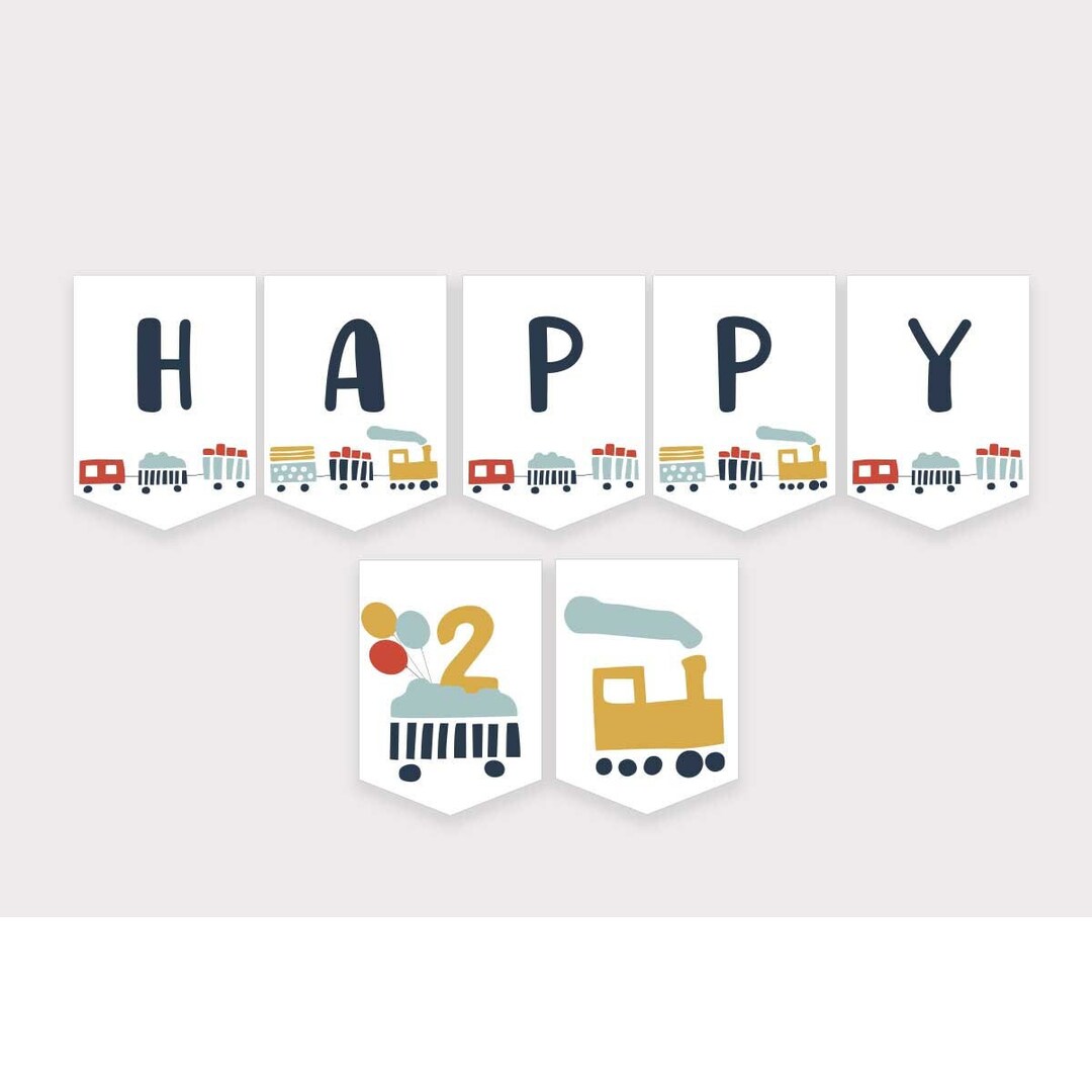 EDITABLE Train Party Pennant Set, Banner Set, Garland • Change to Any ...