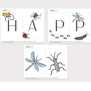EDITABLE Insect Bug Party Pennant Set, Banner Set, Garland | Modern Bug ...