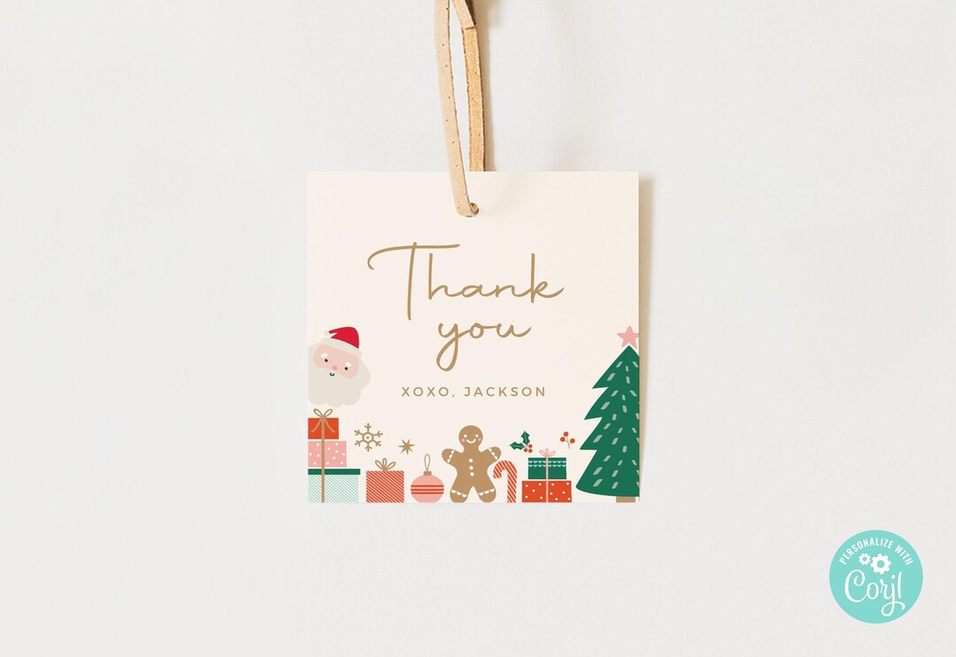 EDITABLE Christmas Birthday Gift Tag, Christmas Favor Tag, Christmas ...