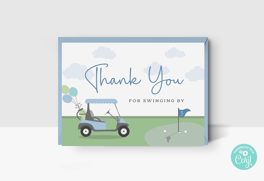 Golf Birthday Thank You Card Modern Golf Par-tee Birthday - Etsy