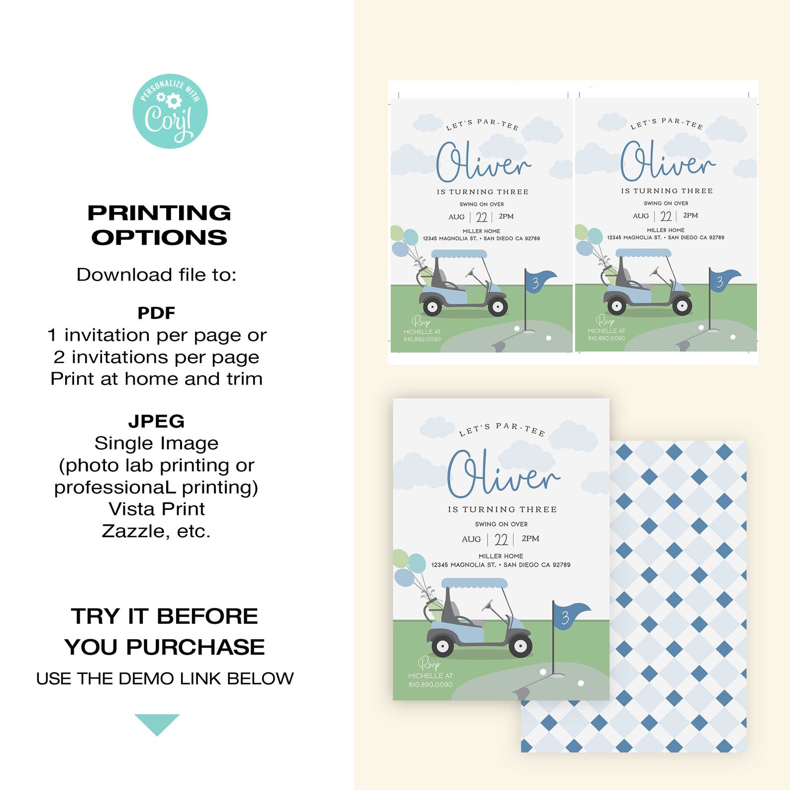 Golf Birthday Invitation | Modern Golf Par-tee Birthday Invite, Golf ...