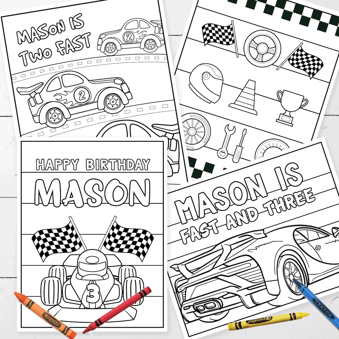 EDITABLE Race Car Party Coloring Pages • Race Car Coloring Sheets ...