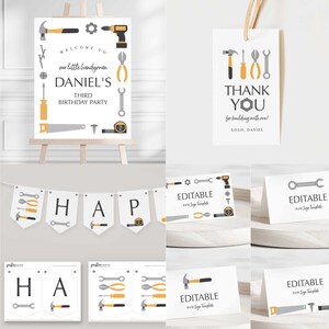 EDITABLE Builder Birthday Invitation, Handyman, Construction Invite ...