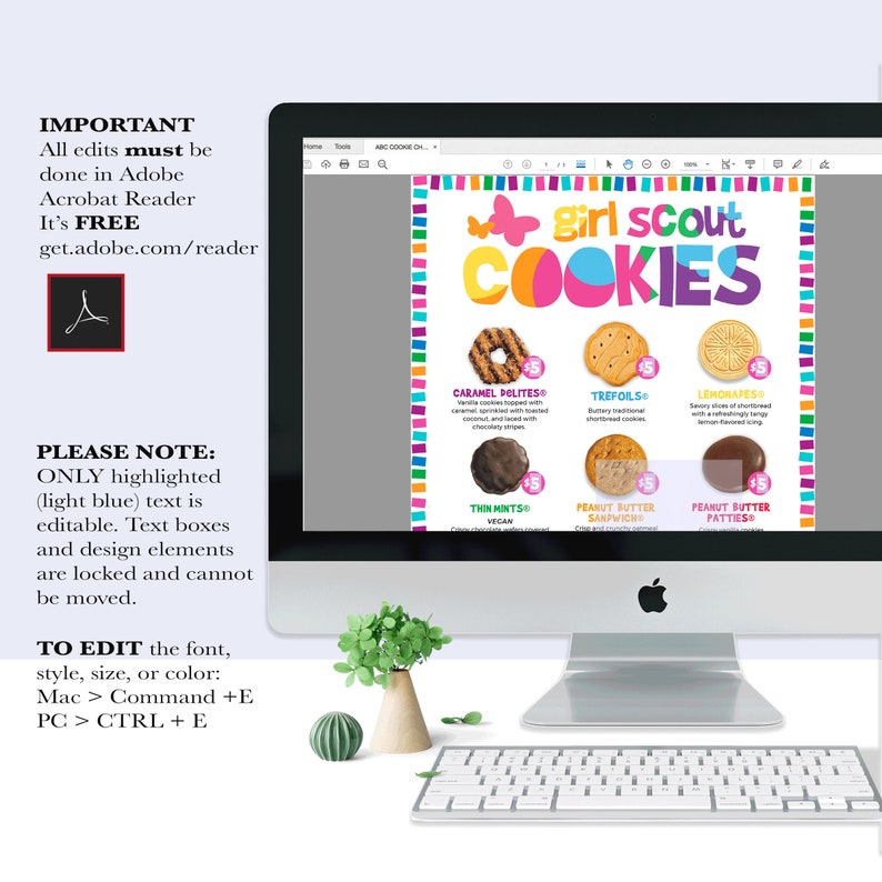 Abc Girl Scout Cookie Menu 2023 Abc Bakers Cookie Menu Etsy