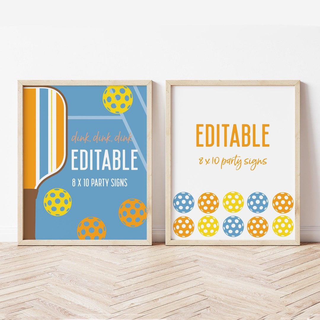 EDITABLE Pickleball Party Sign Templates, 8 X 10, 2 Designs, Boy Pickle ...