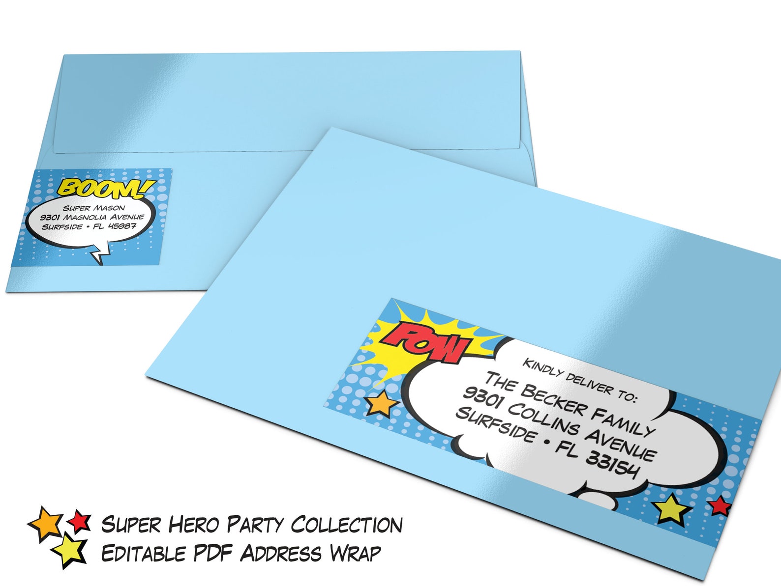 Superhero Return Address Label | Address Wrap | Superhero Birthday ...