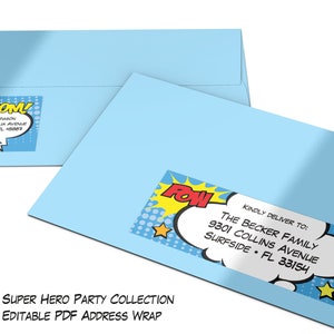 Superhero Return Address Label | Address Wrap | Superhero Birthday ...