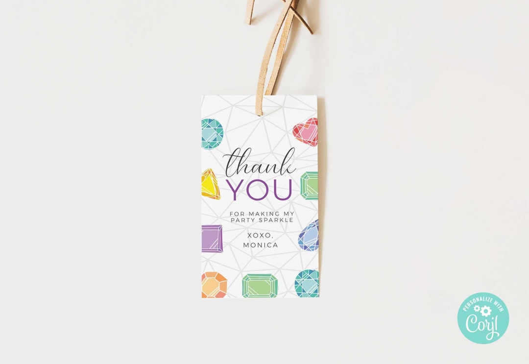 EDITABLE Gemstone Party Thank You Tag • Gift Tag • Favor Tag • Gem ...