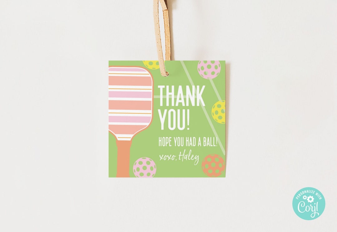 EDITABLE Pickleball Party Thank You Tag, Pickleball Favor Tag, Dink ...