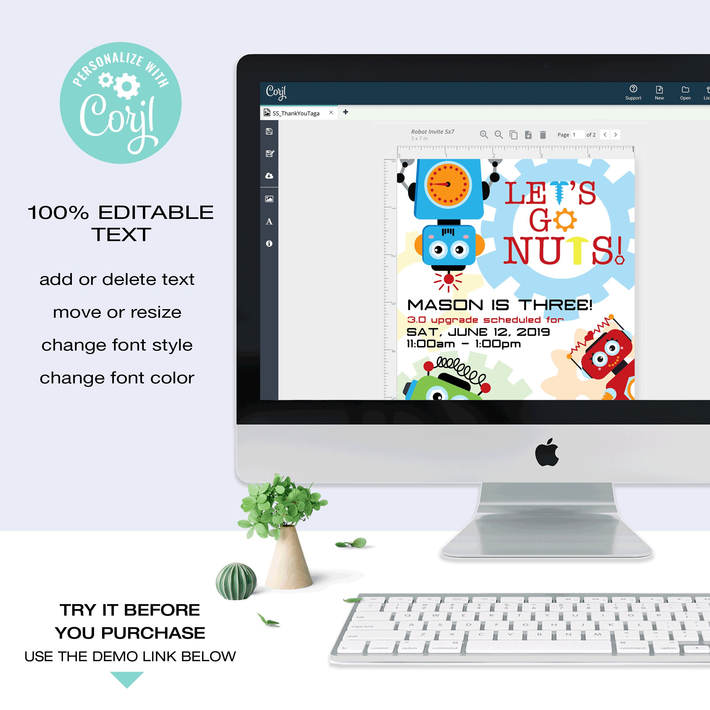 EDITABLE Robot Invitation Robots Robot Invite Robot - Etsy