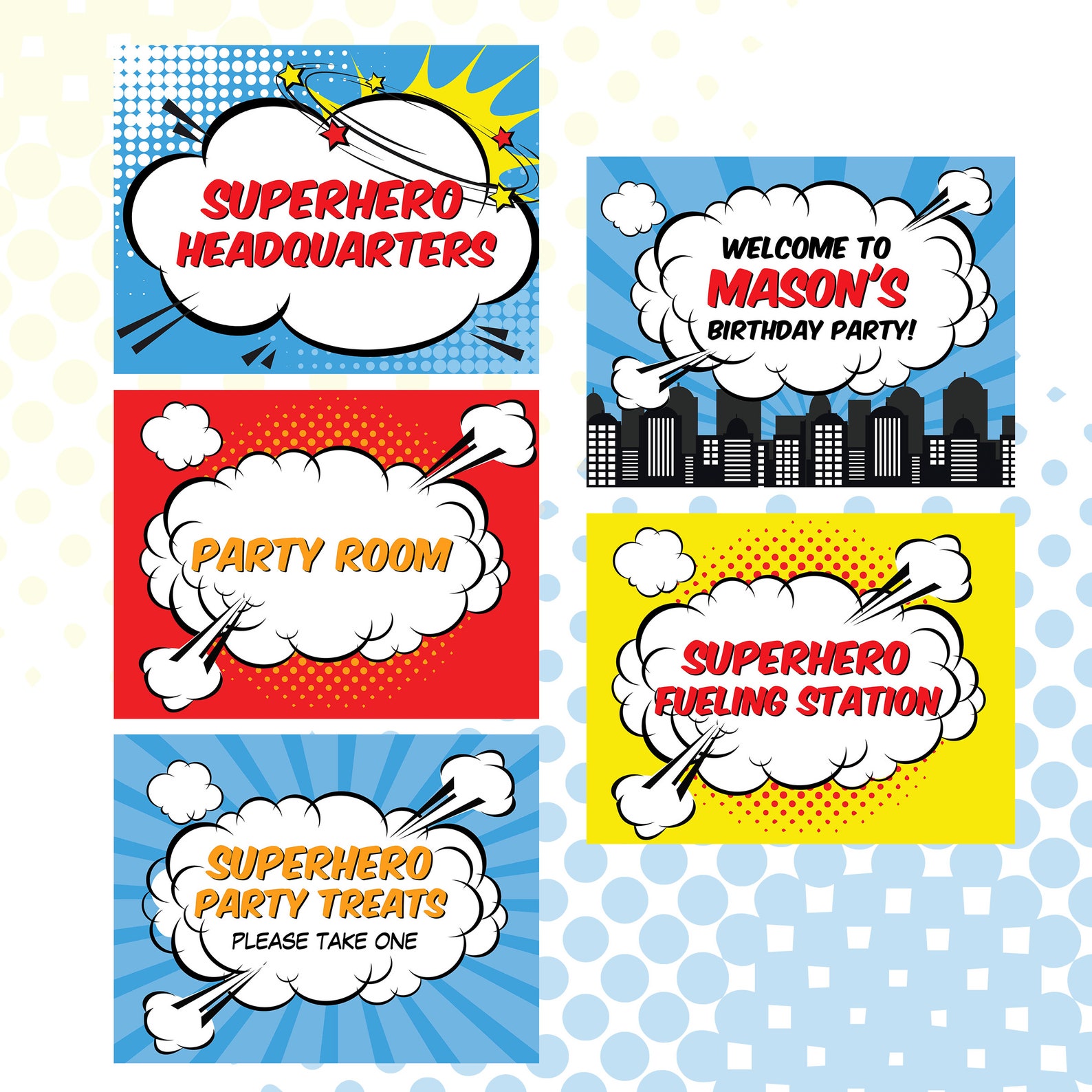 EDITABLE Superhero Party Signs 8.5 X 11 | Etsy
