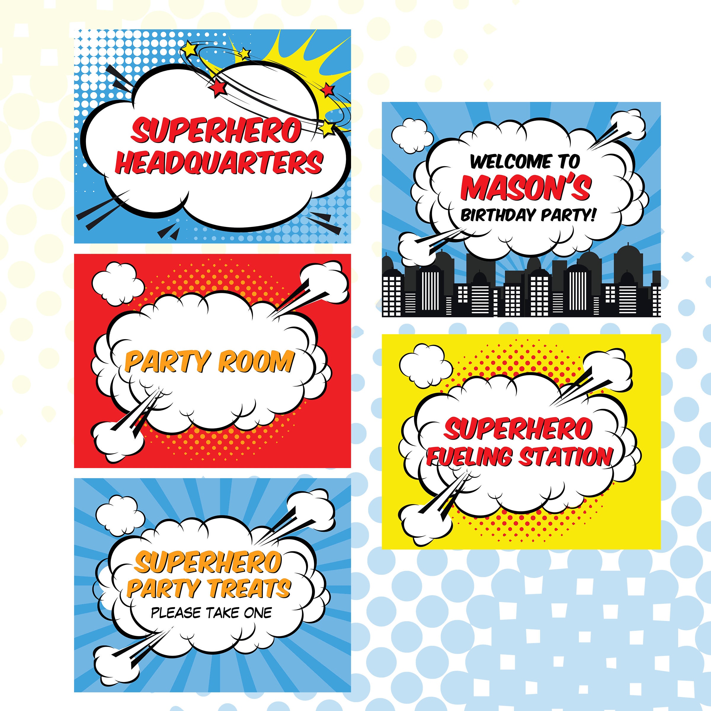 EDITABLE Superhero Party Signs 8.5 X 11 - Etsy