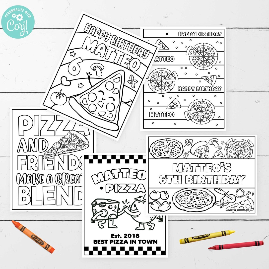EDITABLE Pizza Party Coloring Pages • 5 Coloring Pages (4 Editable ...