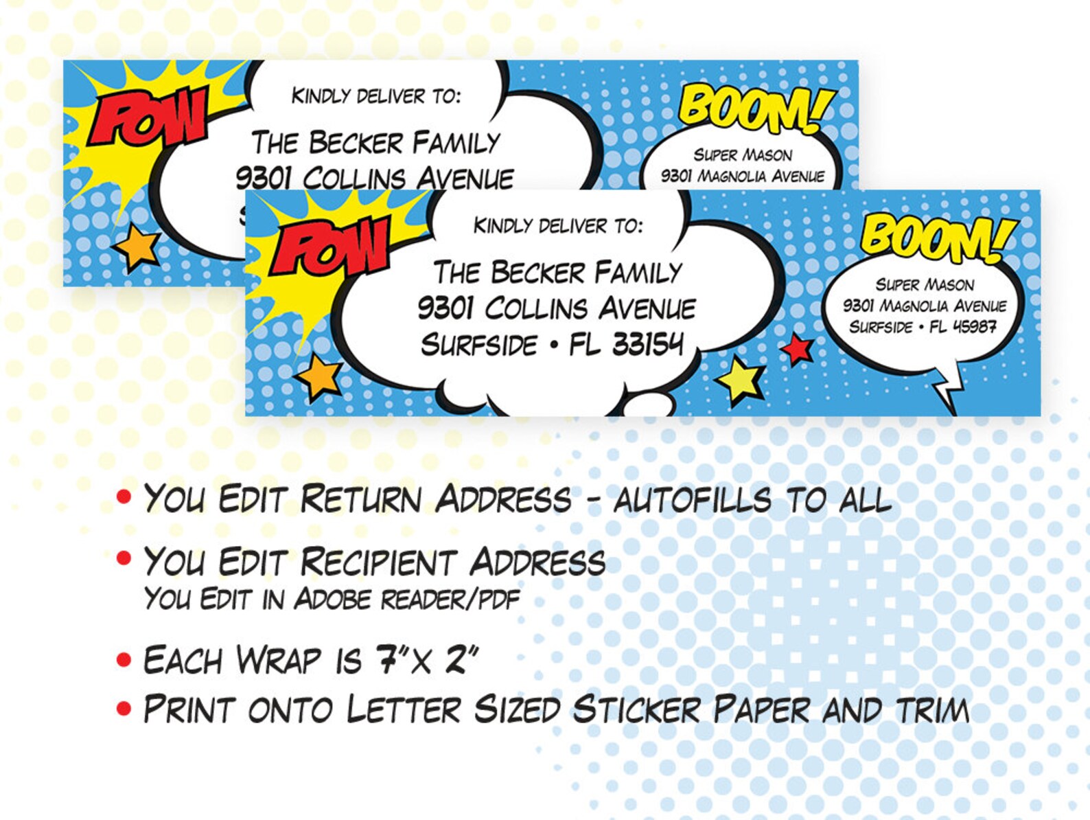 Superhero Return Address Label | Address Wrap | Superhero Birthday ...