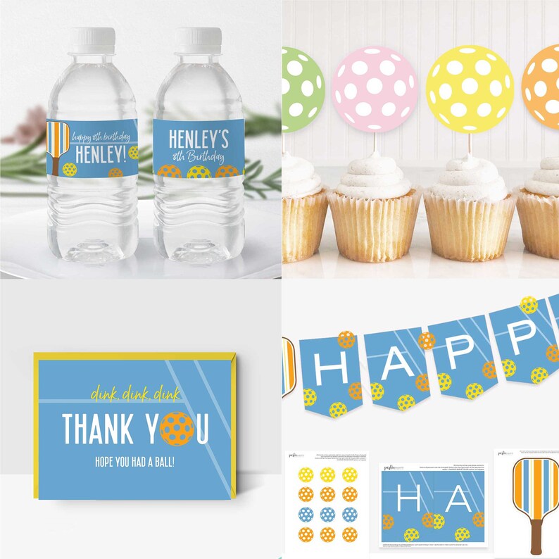 EDITABLE Pickleball Birthday Collection | Girl Pickleball | BUNDLE | 13 ...