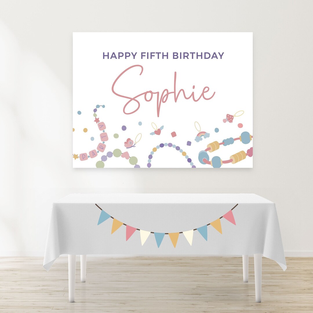 EDITABLE Jewelry Making Birthday Party Backdrop Banner 30" X 48" and 36 ...